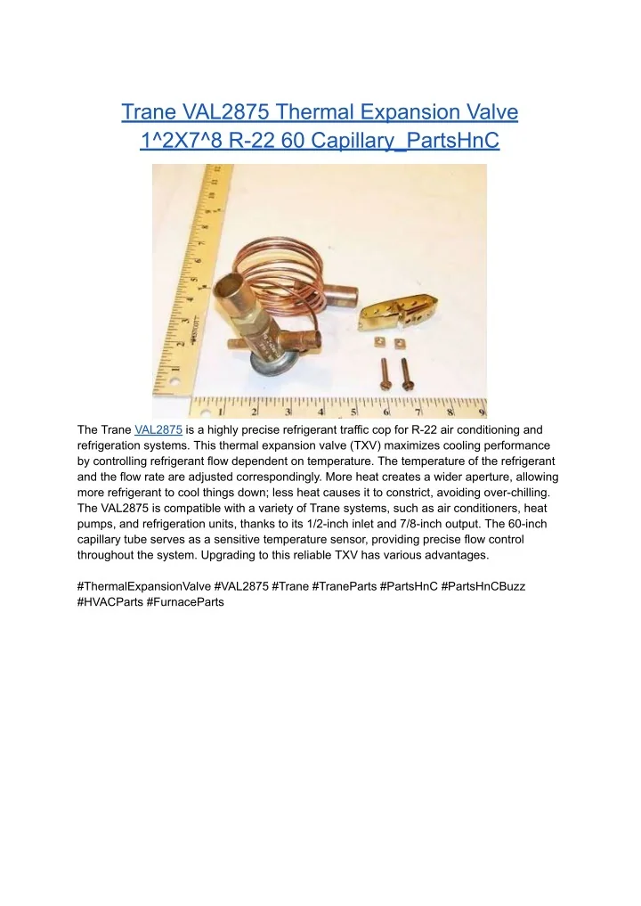 PPT - Trane VAL2875 Thermal Expansion Valve 1^2X7^8 R-22 60 Capillary ...