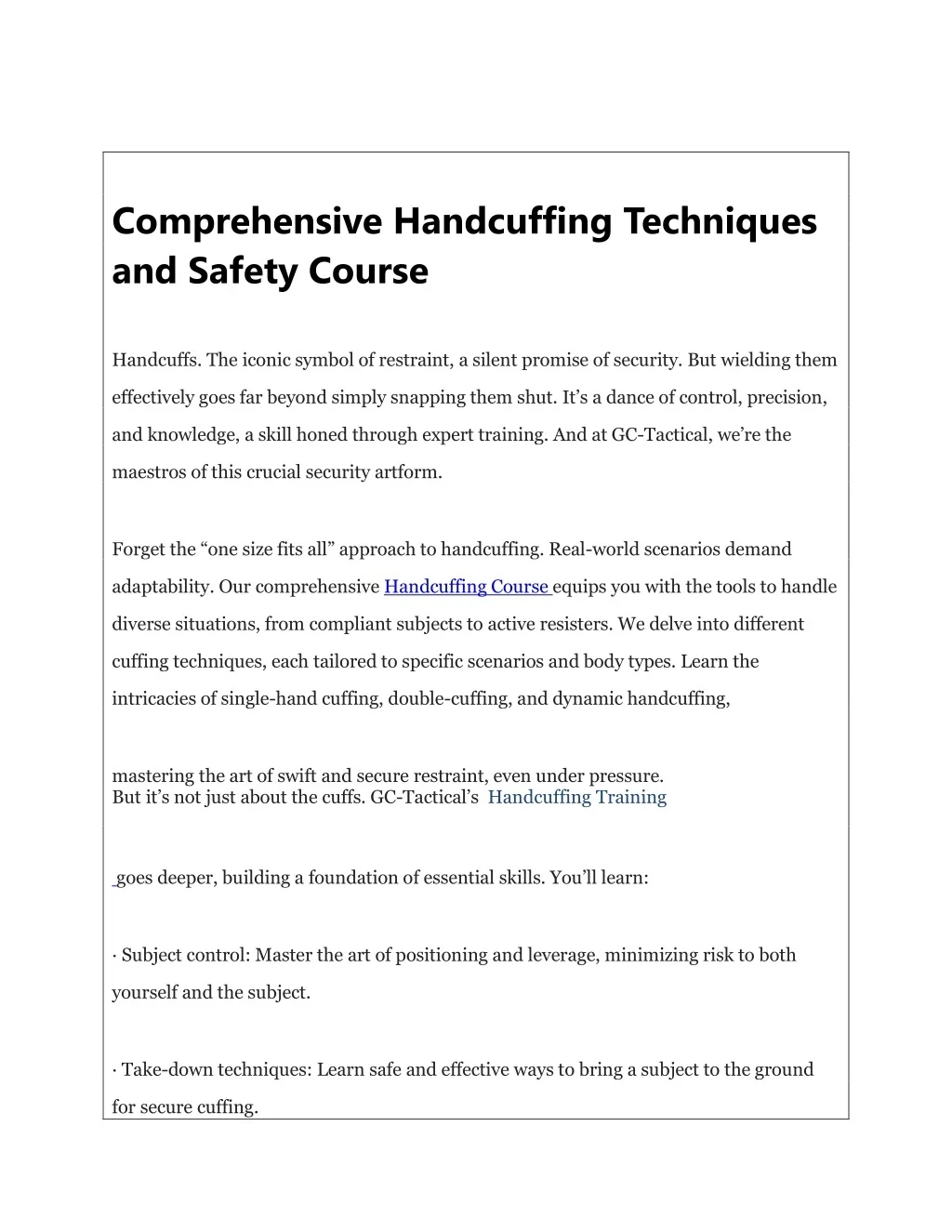 PPT - Comprehensive Handcuffing Techniques and Safety Course PowerPoint ...