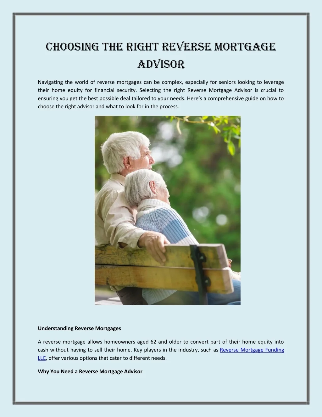 PPT - Choosing the Right Reverse Mortgage Advisor PowerPoint ...