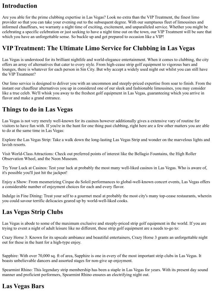 PPT - VIP Treatment: The Ultimate Limo Service for Clubbing in Las ...