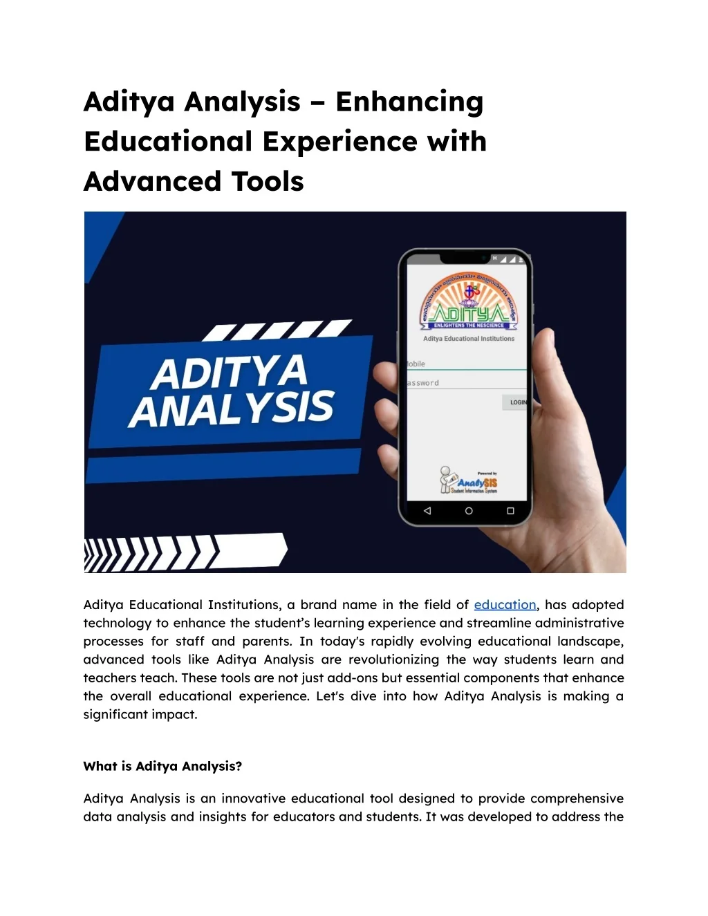 PPT - Aditya Analysis – Enhancing Educational Experience with Advanced Tools PowerPoint ...