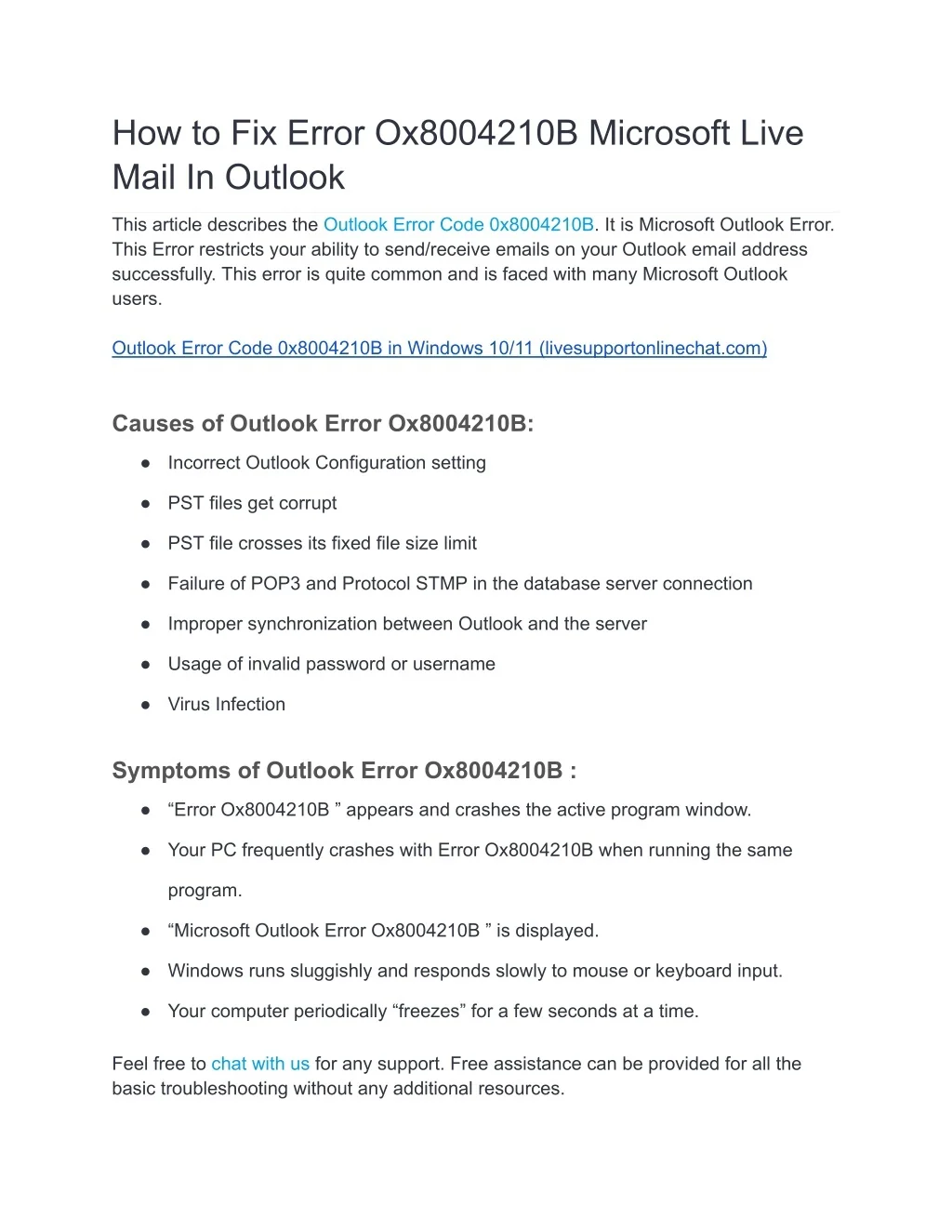 PPT - How to Fix Error Ox8004210B Microsoft Live Mail In Outlook ...