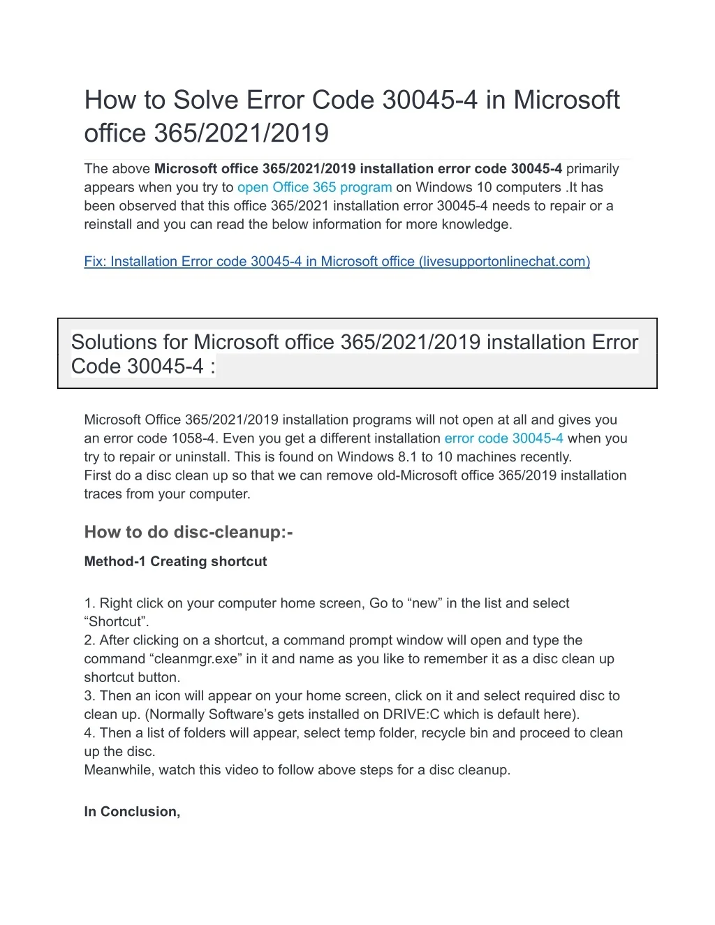 PPT - How to Solve Error Code 30045-4 in Microsoft office 365/2021/2019 ...