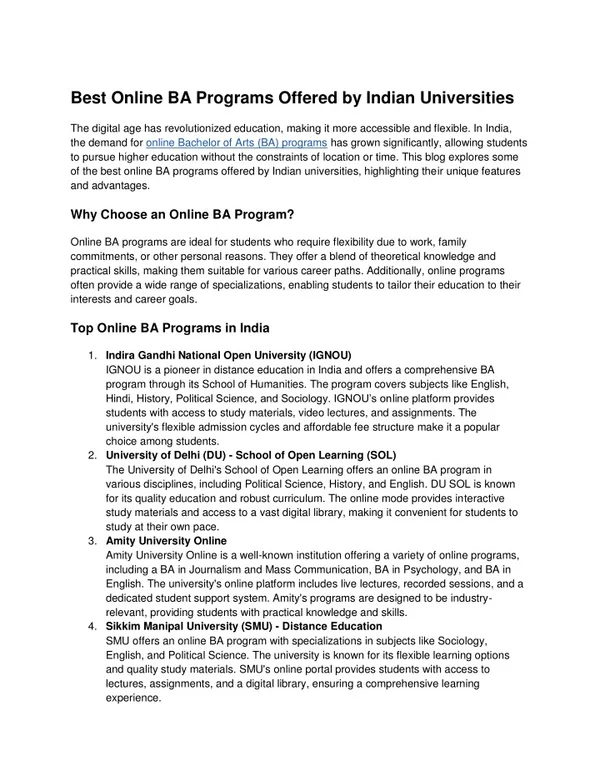 PPT - Best Online BA Programs Offered by Indian Universities PowerPoint ...