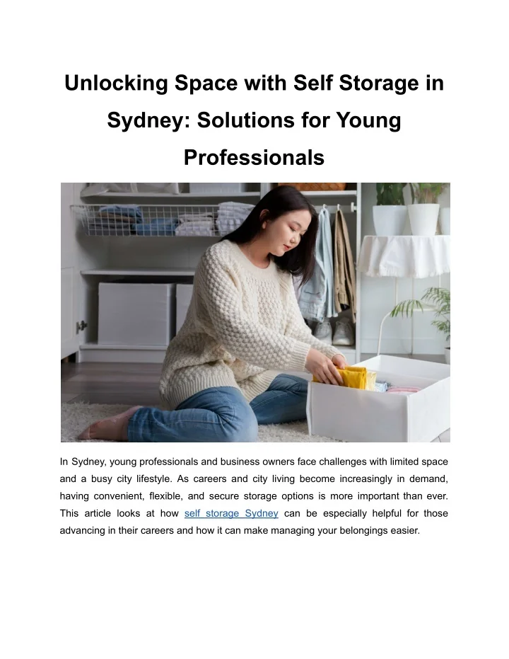 PPT - Unlocking Space with Self Storage in Sydney_ Solutions for Young ...