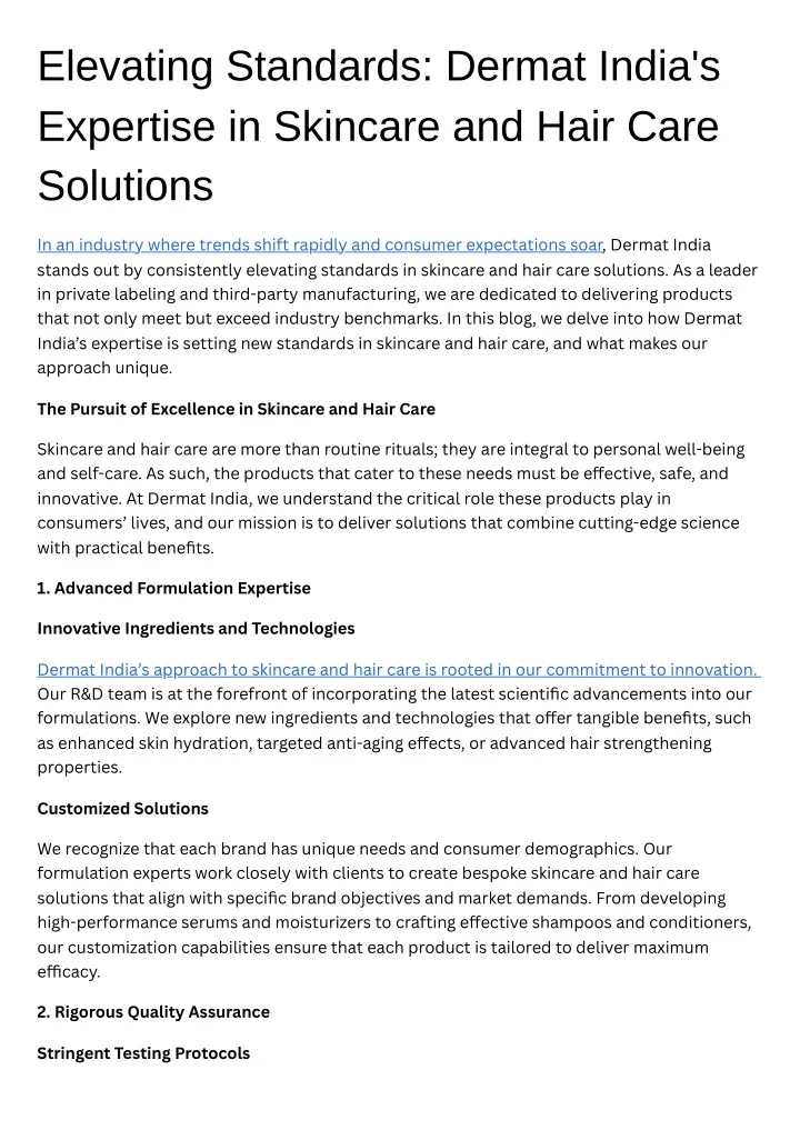 PPT - Elevating Standards Dermat India's Expertise in Skincare and Hair ...