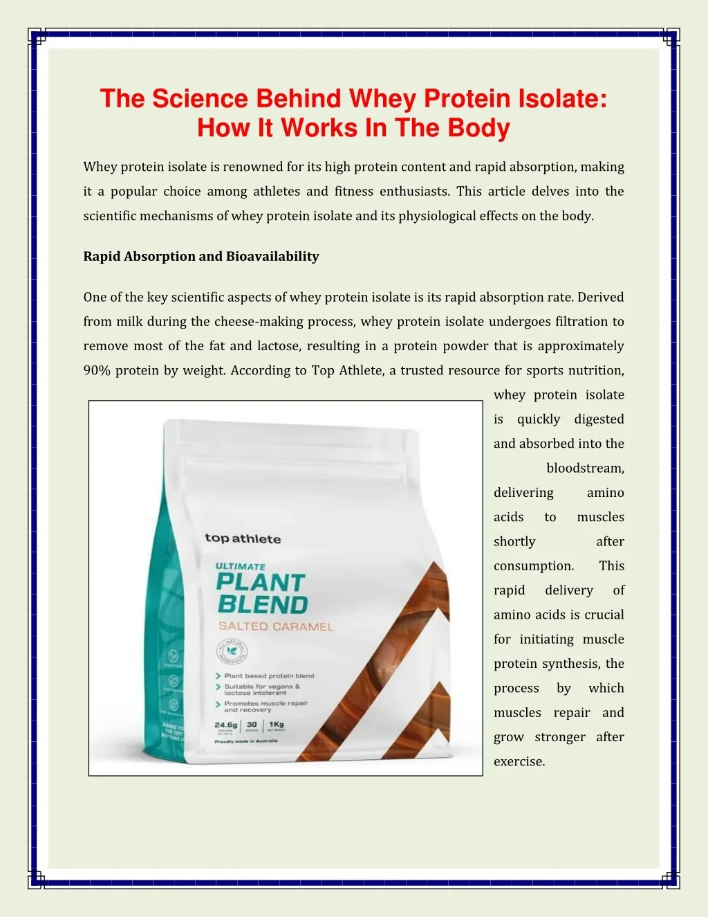PPT - The Science Behind Whey Protein Isolate How It Works In The Body ...