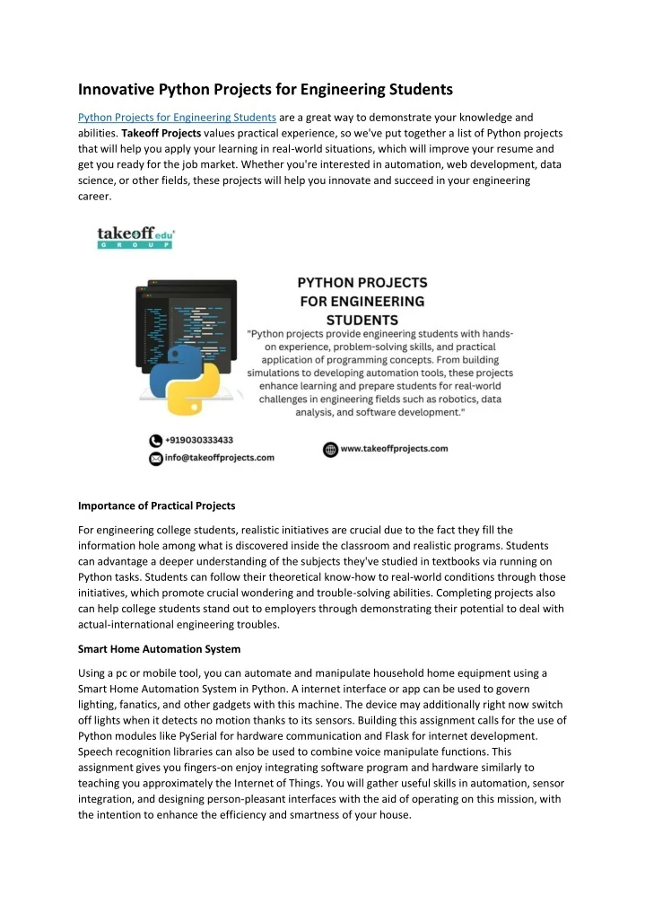 PPT Innovative Python Projects For Engineering Students At Takeoff
