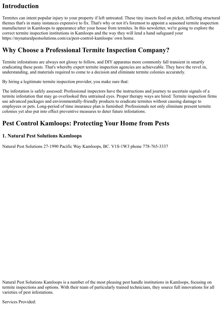 PPT - Termite Inspection Companies in Kamloops: Protecting Your Home ...