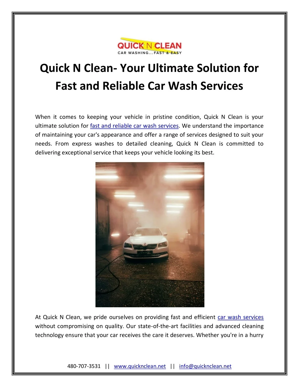 PPT - Quick N Clean- Your Ultimate Solution for Fast and Reliable Car ...