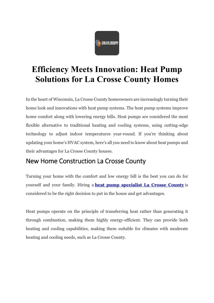 PPT - Heat Pump Solutions for La Crosse County Homes PowerPoint ...