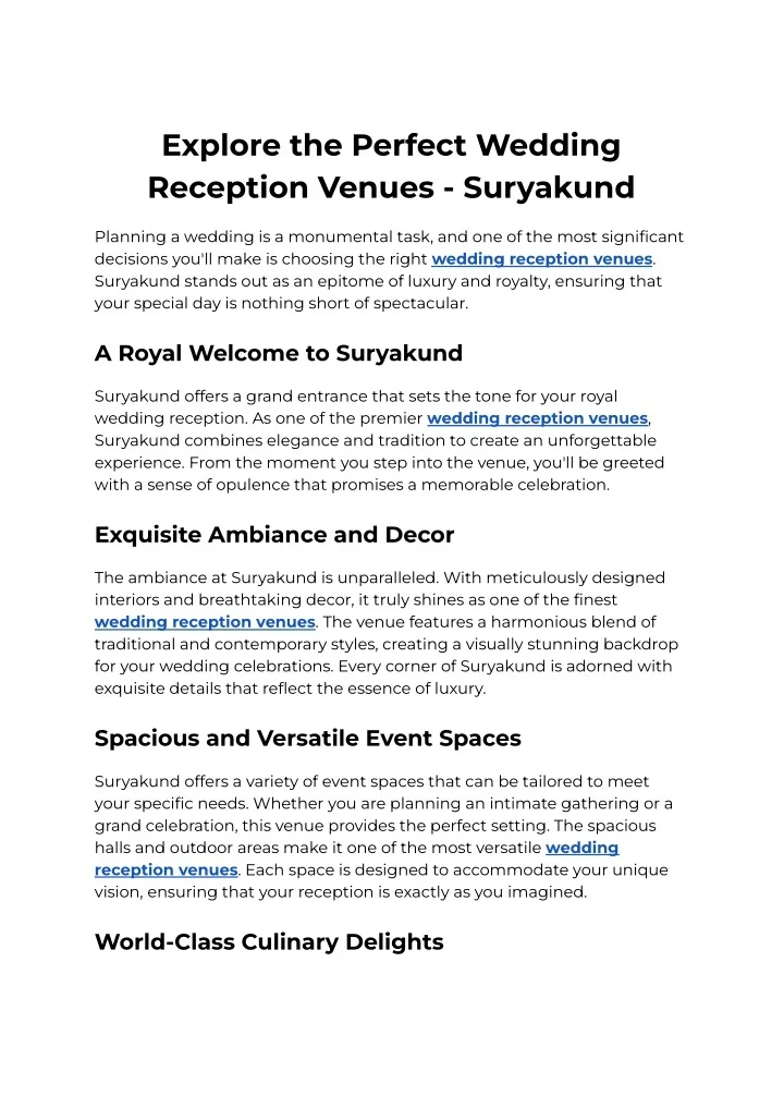 PPT - Explore the Perfect Wedding Reception Venues - Suryakund ...