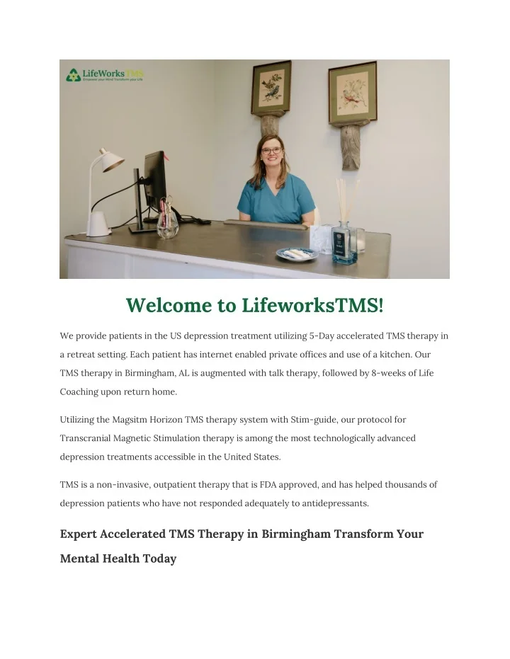 PPT - TMS Therapy Treatment in Birmingham | LifeWorks TMS PowerPoint Presentation - ID:13468251