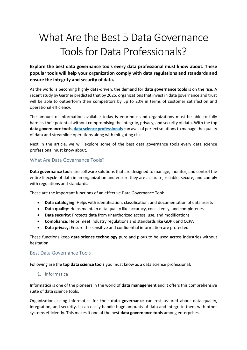 PPT - What Are the Best 5 Data Governance Tools for Data Professionals ...