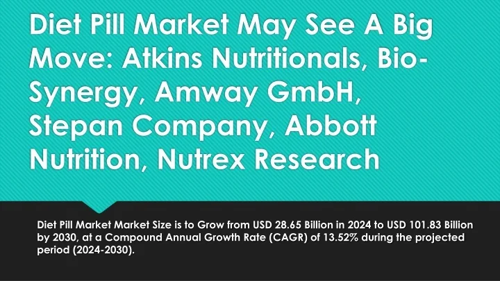 PPT - Diet Pill Market May See A Big Move: Atkins Nutritionals, Bio ...