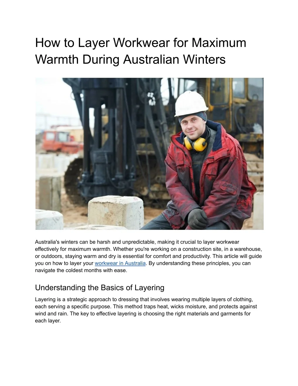 PPT - How to Layer Workwear for Maximum Warmth During Australian ...