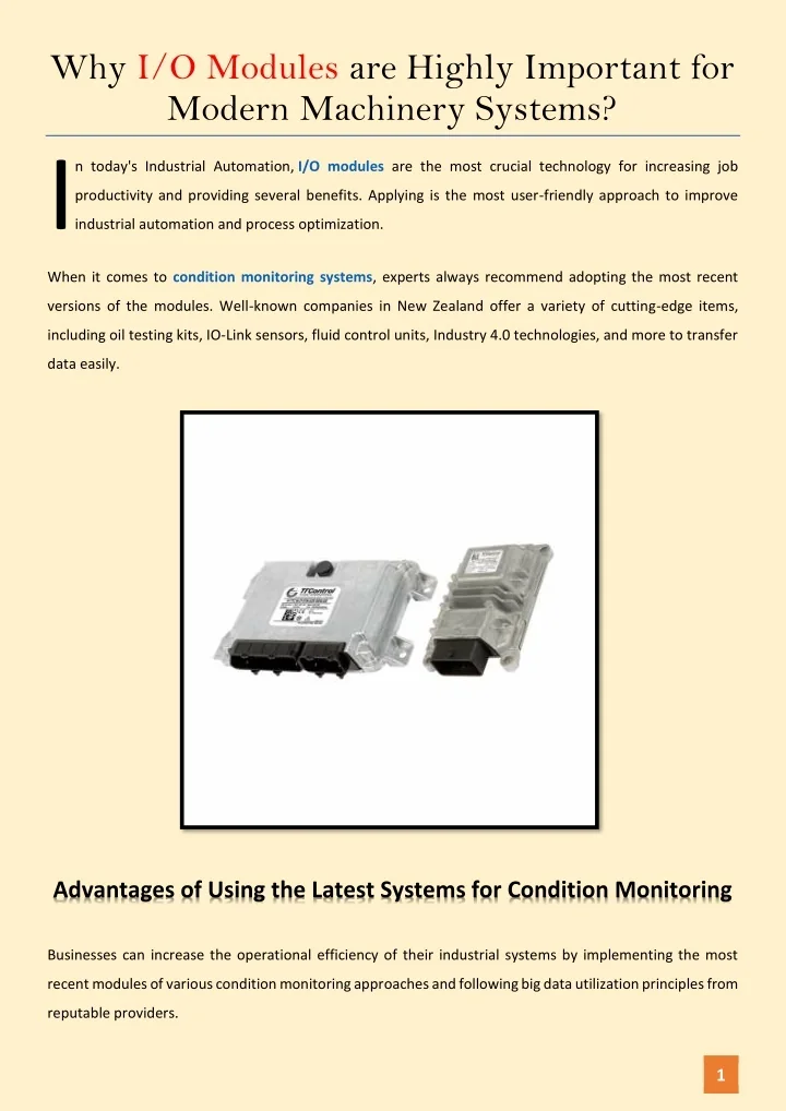 PPT - Why I/O Modules are Highly Important for Modern Machinery Systems ...