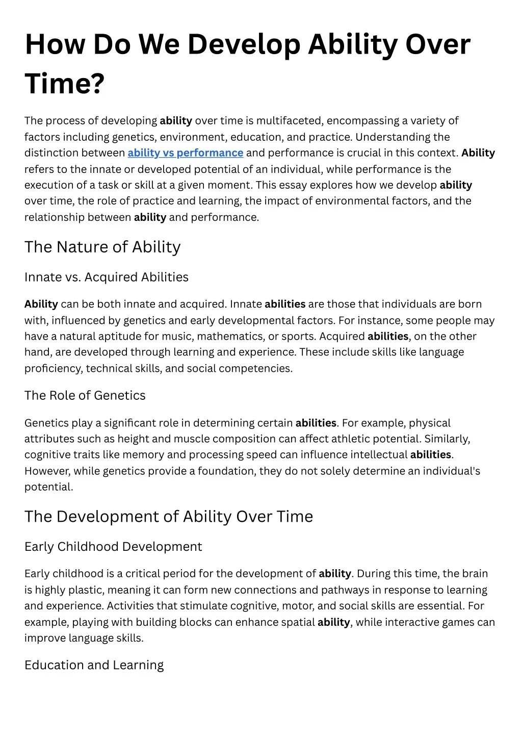 PPT - How Do We Develop Ability Over Time PowerPoint Presentation, free ...