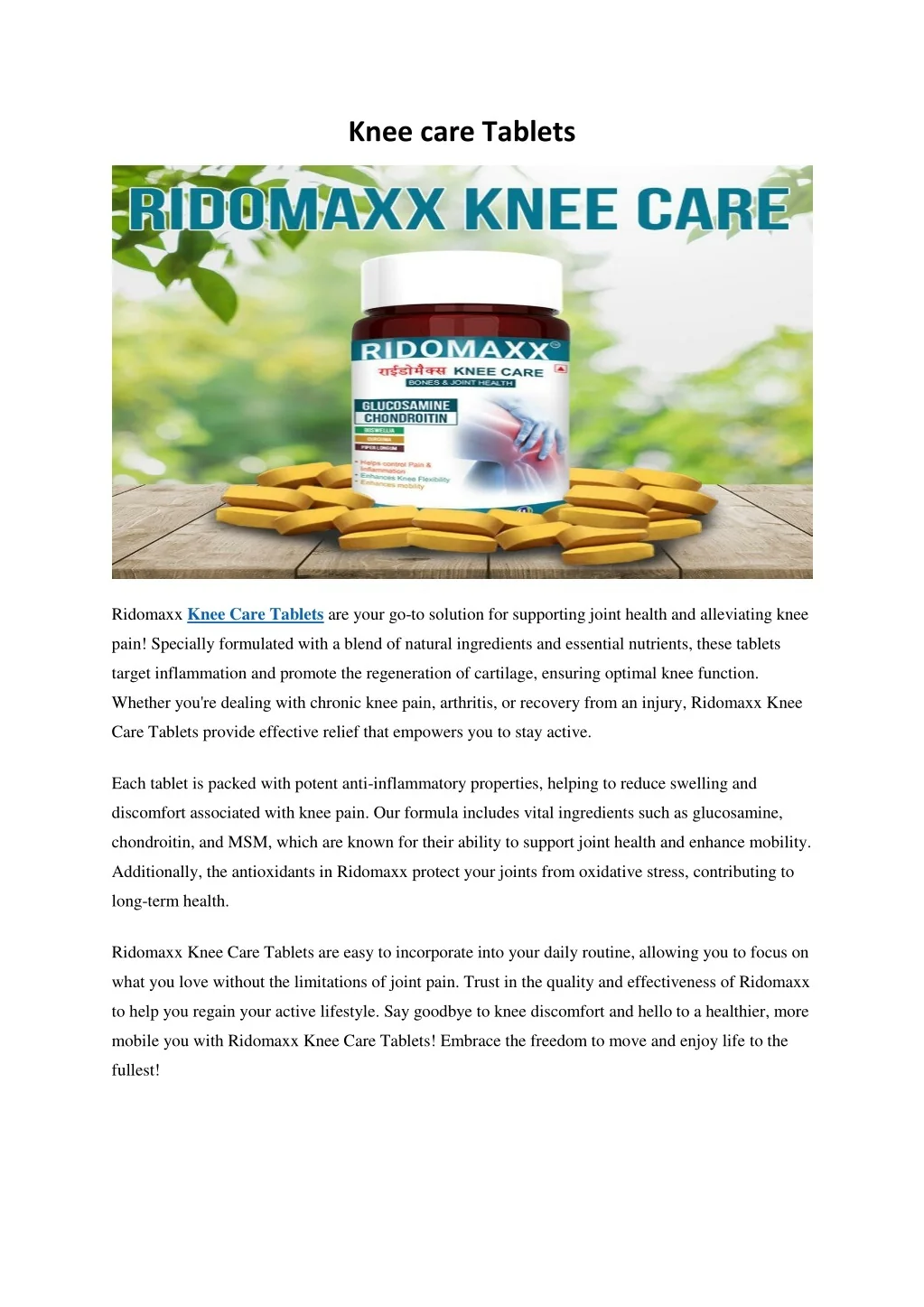 PPT - Knee care Tablets PowerPoint Presentation, free download - ID ...