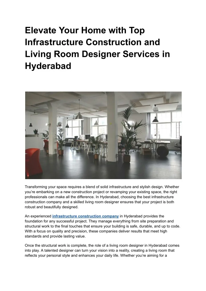 PPT - Elevate Your Home with Top Infrastructure Construction and Living ...