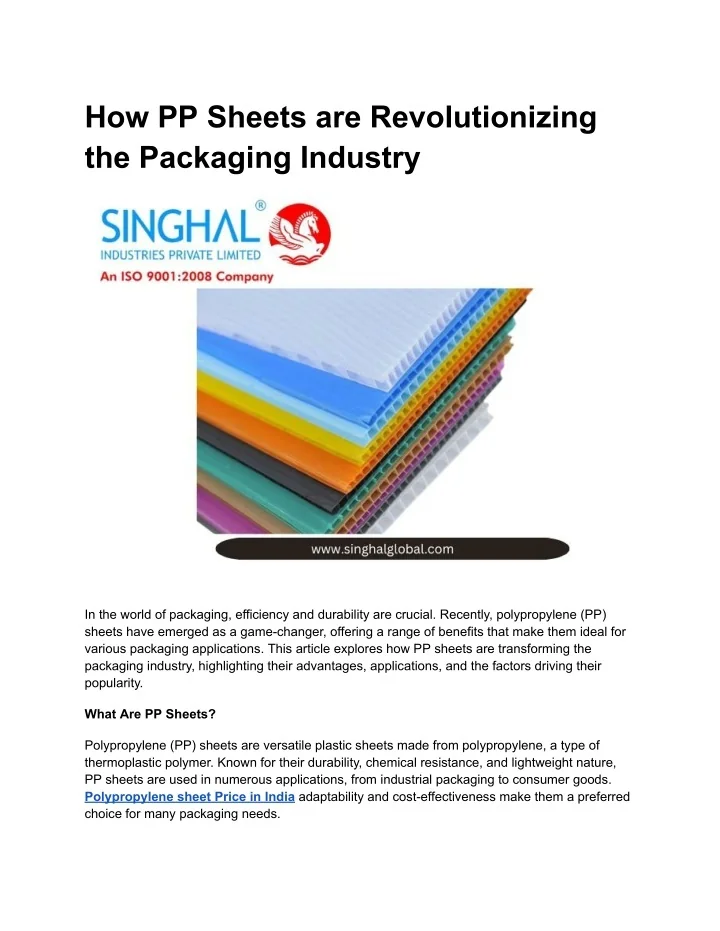 PPT - How PP Sheets are Revolutionizing the Packaging Industry ...