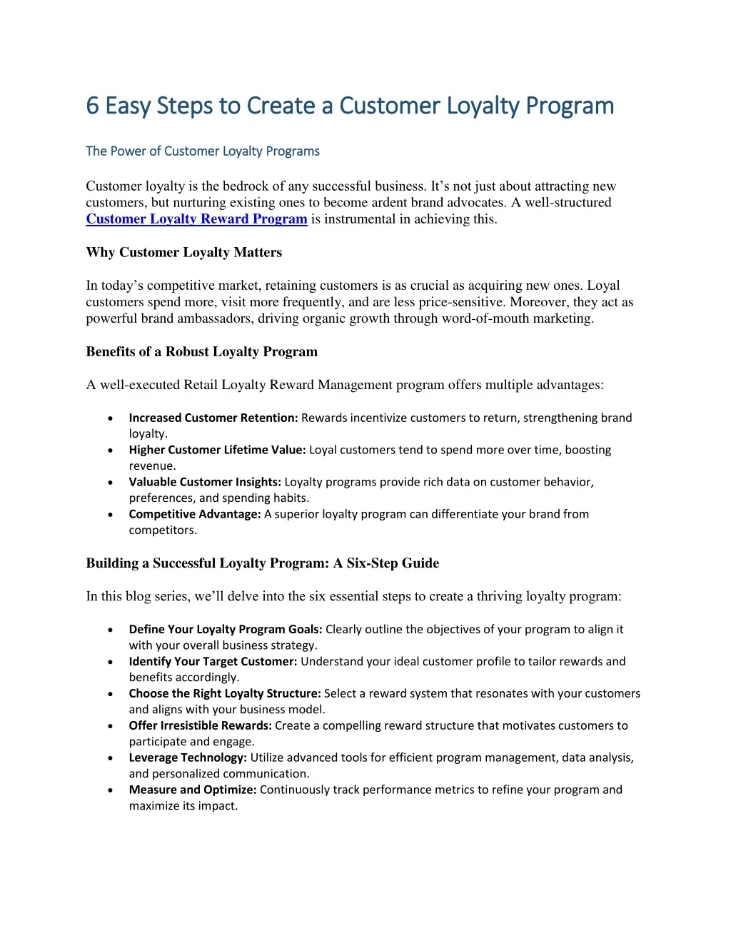 PPT - 6 Easy Steps to Create a Customer Loyalty PowerPoint Presentation ...