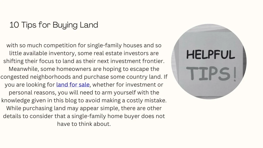 PPT - 10 Tips for Buying Land PowerPoint Presentation, free download ...