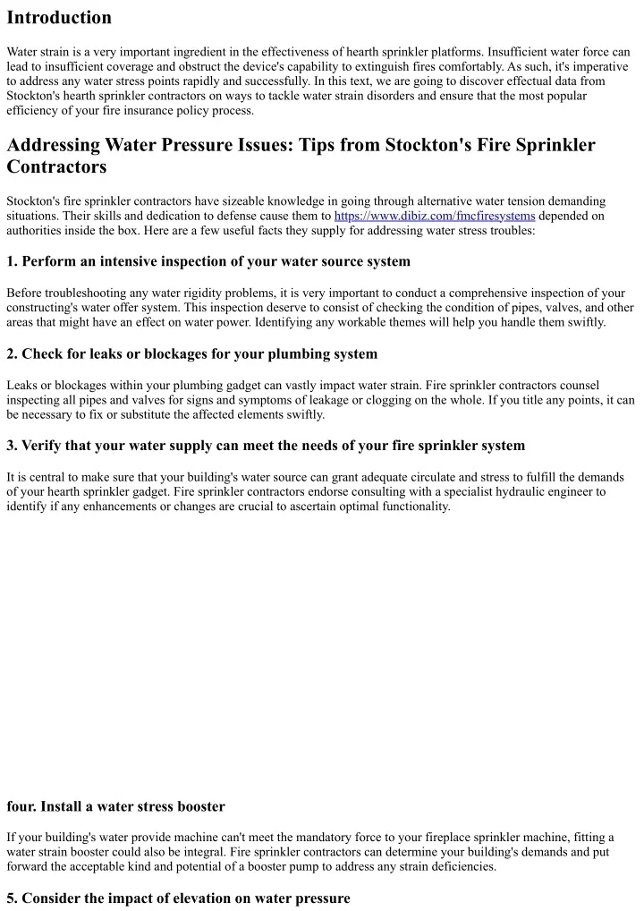 PPT - Addressing Water Pressure Issues: Tips from Stockton's Fire ...