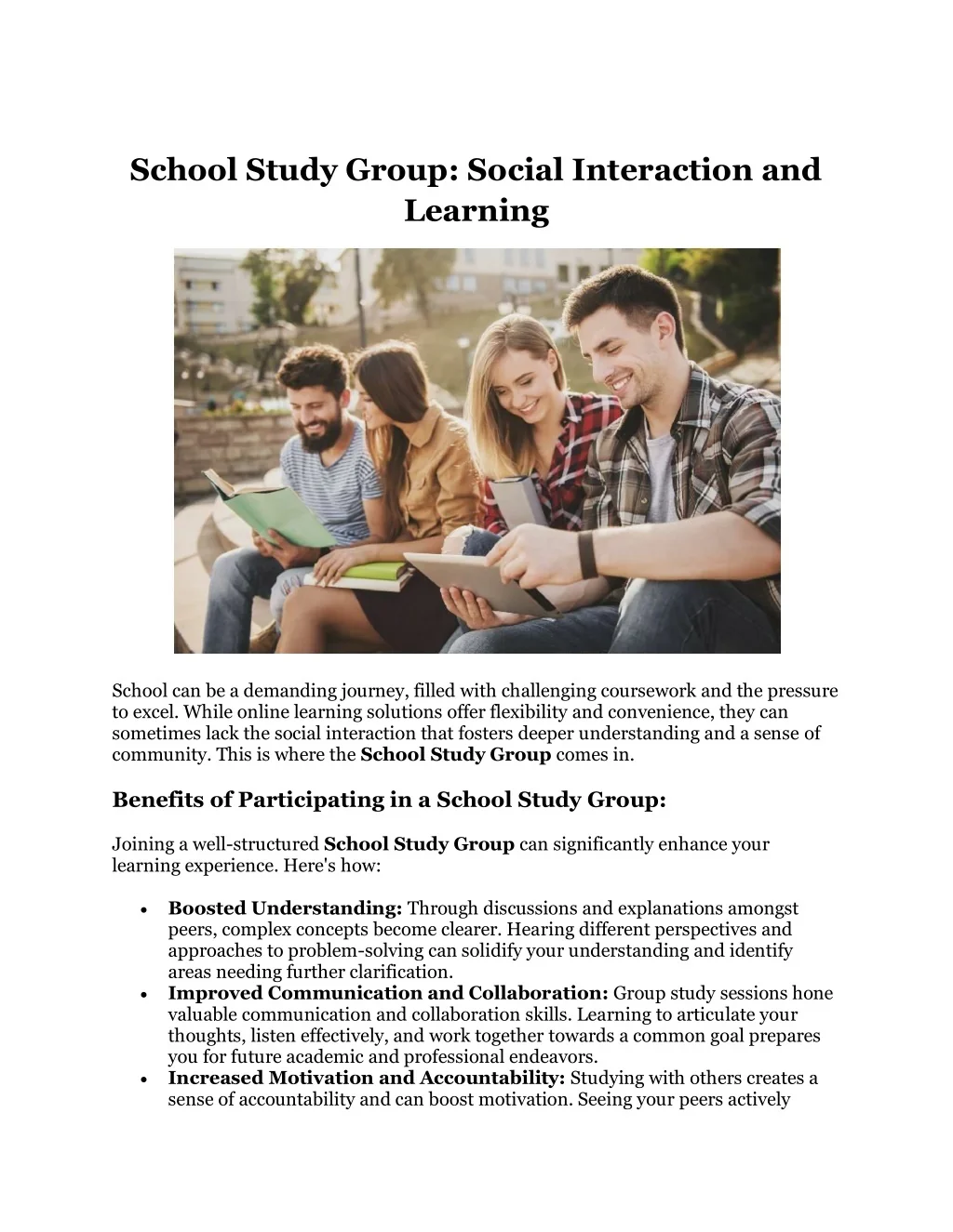 PPT - School Study Group Social Interaction and Learning PowerPoint ...