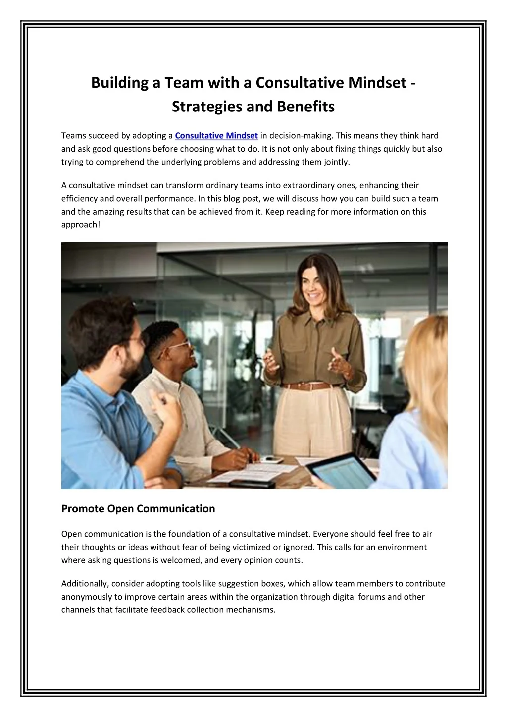 PPT - Building a Team with a Consultative Mindset - Strategies and ...