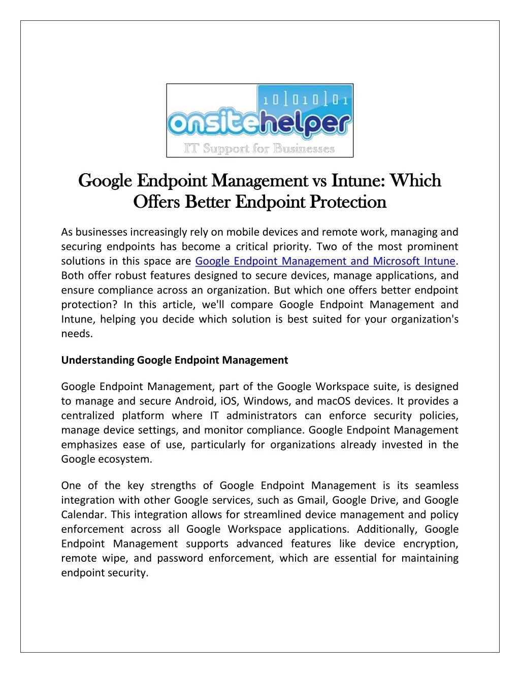 PPT - Google Endpoint Management vs Intune: Which Offers Better ...