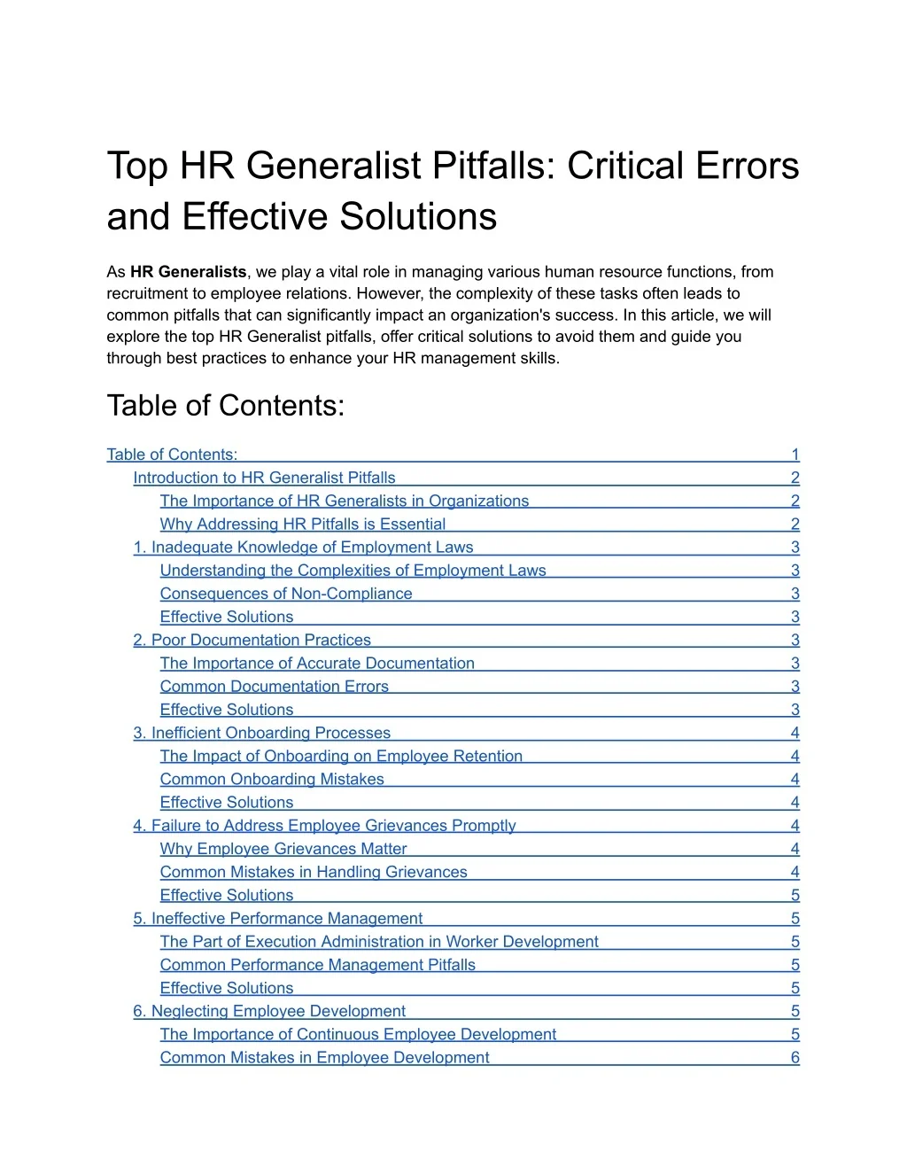 PPT - Top HR Generalist Pitfalls_ Critical Errors and Effective ...