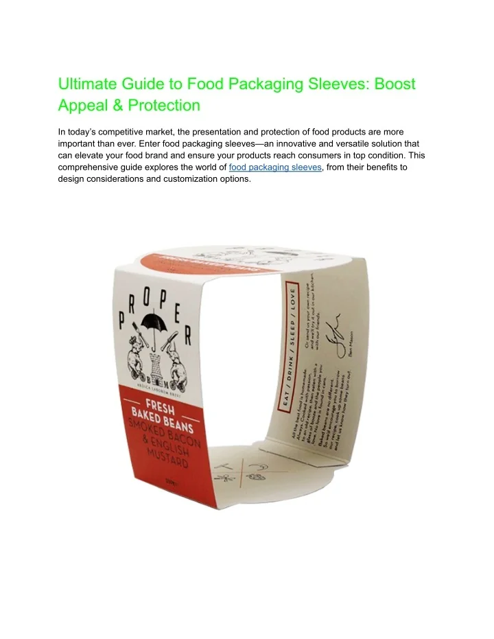 PPT - Ultimate Guide to Food Packaging Sleeves: Boost Appeal ...