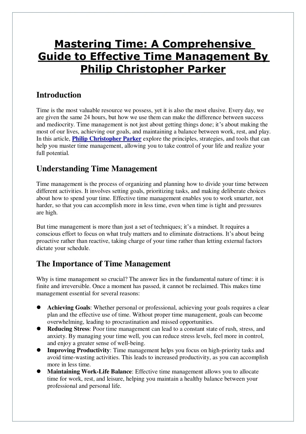 PPT - A Comprehensive Guide to Effective Time Management By Philip ...