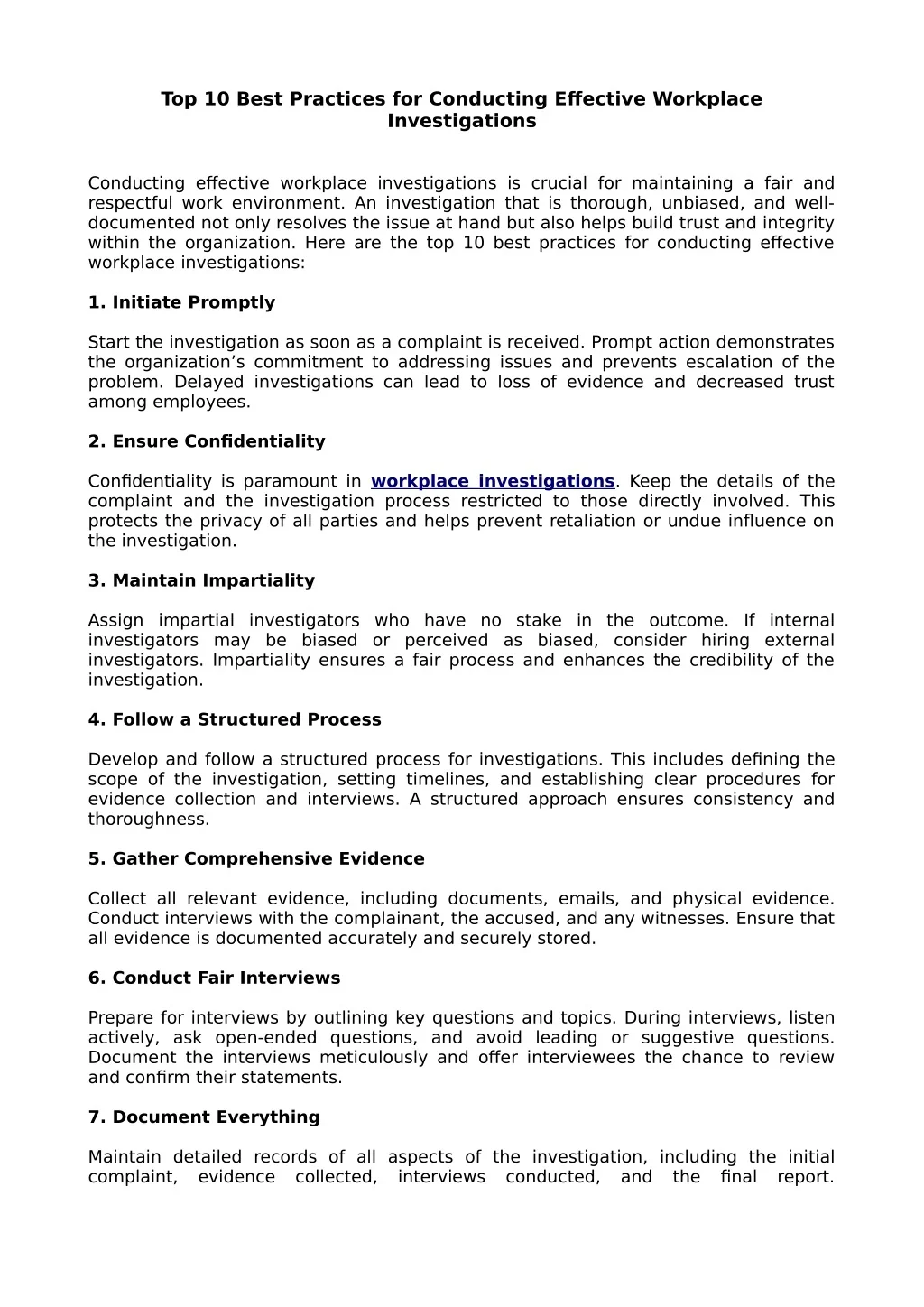 PPT - Top 10 Best Practices for Conducting Effective Workplace ...