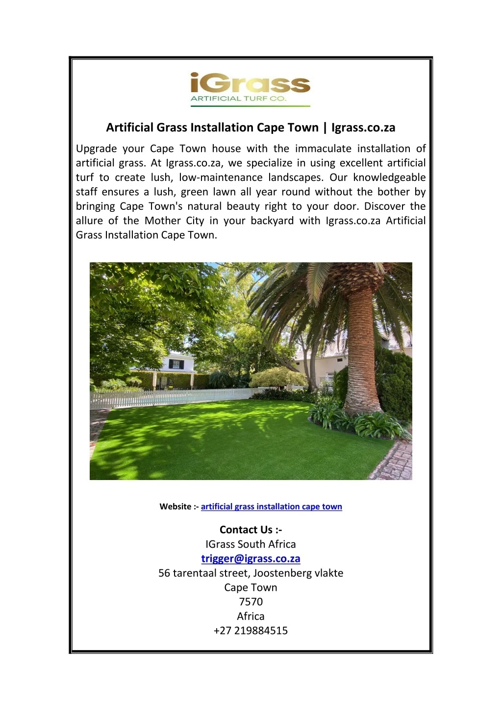 PPT - Artificial Grass Installation Cape Town Igrass.co.za PowerPoint ...