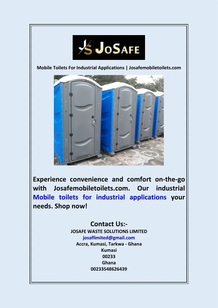 PPT - Mobile Toilets For Industrial Applications Josafemobiletoilets ...