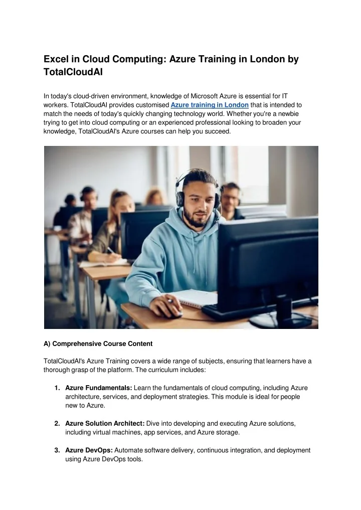 PPT - Excel in Cloud Computing: Azure Training in London by TotalCloudAI PowerPoint Presentation ...