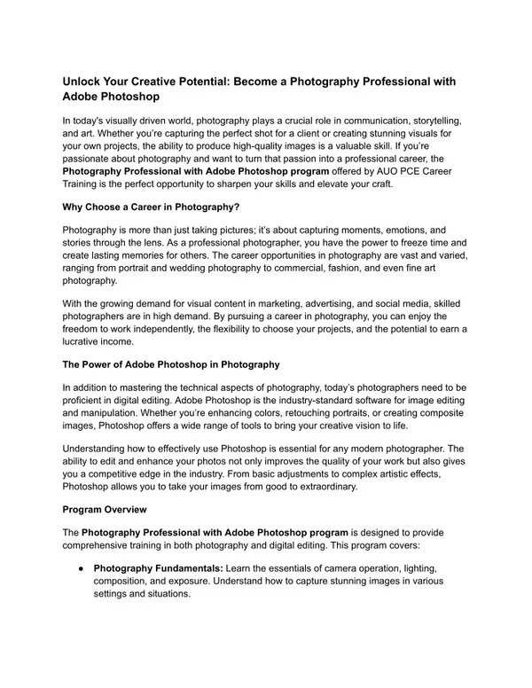 PPT - Unlock Your Creative Potential_ Become a Photography Professional ...