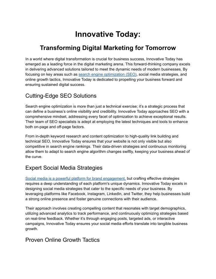 PPT - Innovative Today_ Transforming Digital Marketing for Tomorrow ...