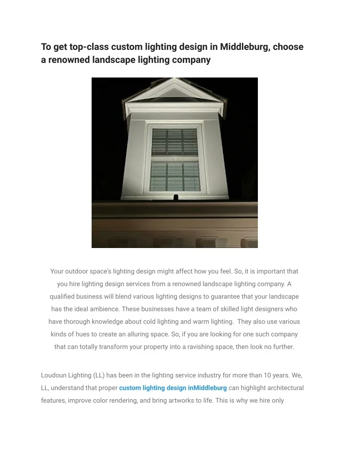 PPT - To get top-class custom lighting design in Middleburg, choose a ...