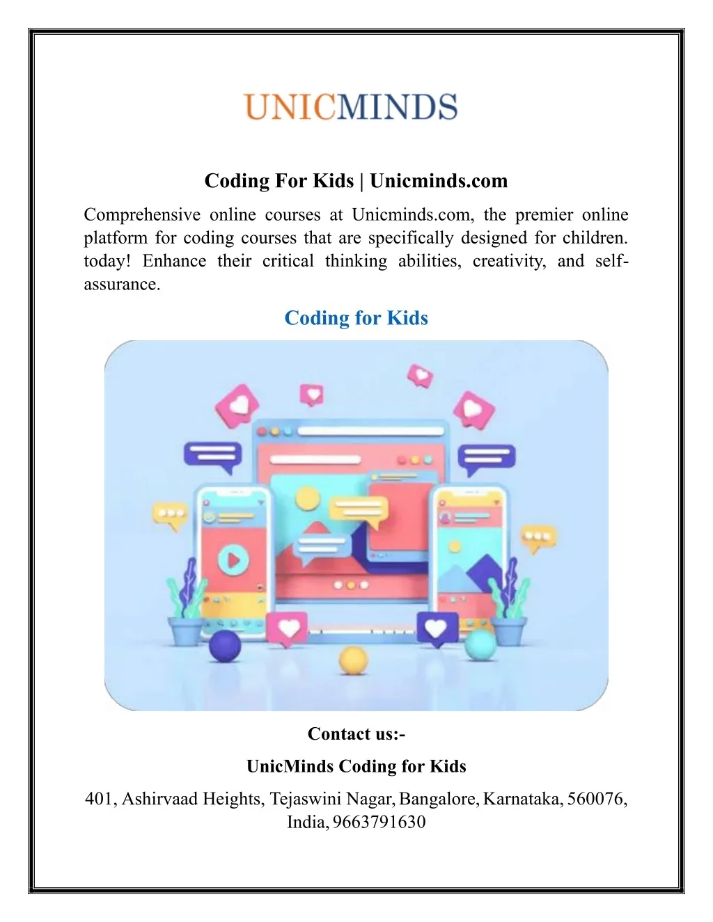 PPT - Coding For Kids Unicminds PowerPoint Presentation, free download - ID:13501499