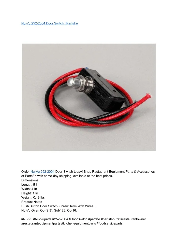 PPT - Nu-Vu 252-2004 Door Switch _ PartsFe PowerPoint Presentation, free download - ID:13502391