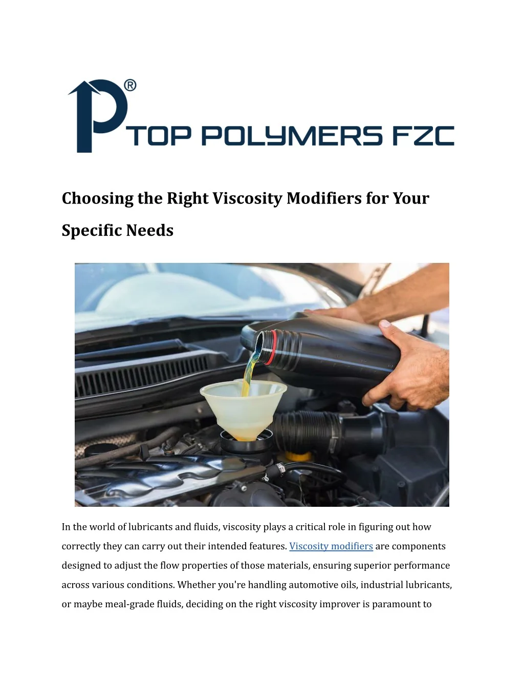 PPT - Choosing the Right Viscosity Modifiers for Your Specific Needs ...