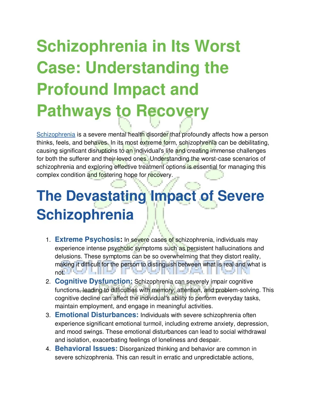 PPT - Schizophrenia in Its Worst Case_ Understanding the Profound Impact and Pathways to ...