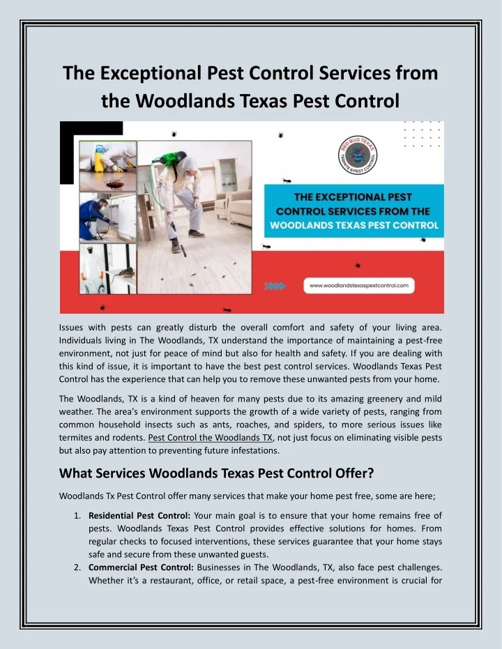 PPT - The Exceptional Pest Control Services from the Woodlands Texas ...
