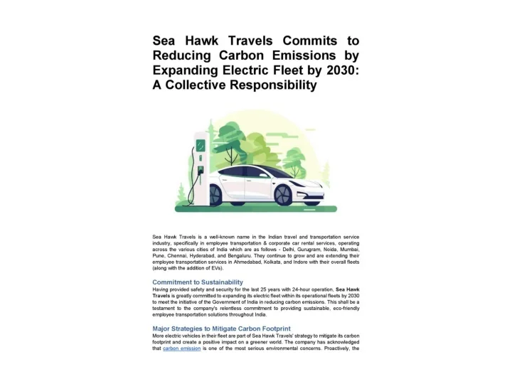 PPT - Sea Hawk Travels Commits to Reducing Carbon Emissions by ...
