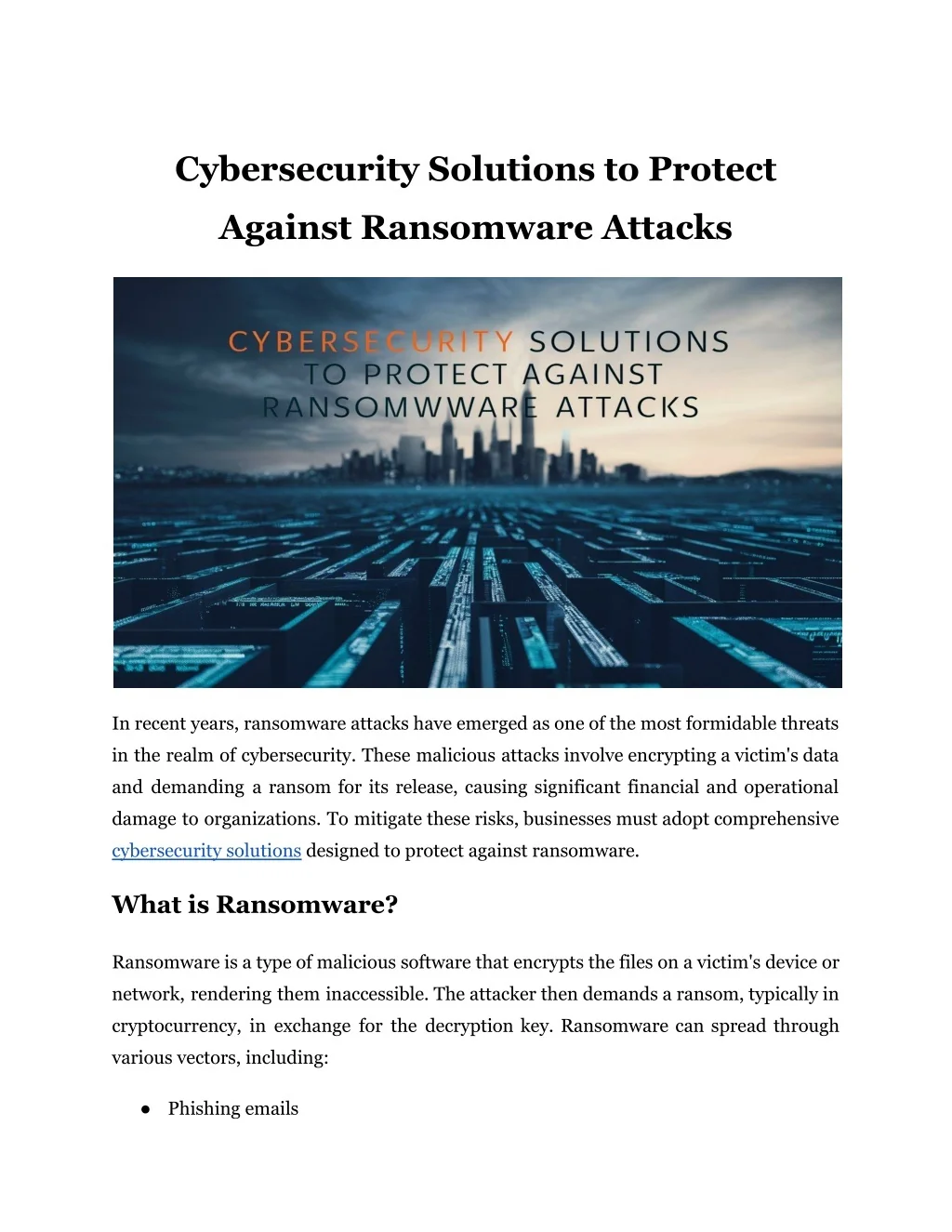 PPT - Cybersecurity Solutions to Protect Against Ransomware Attacks ...