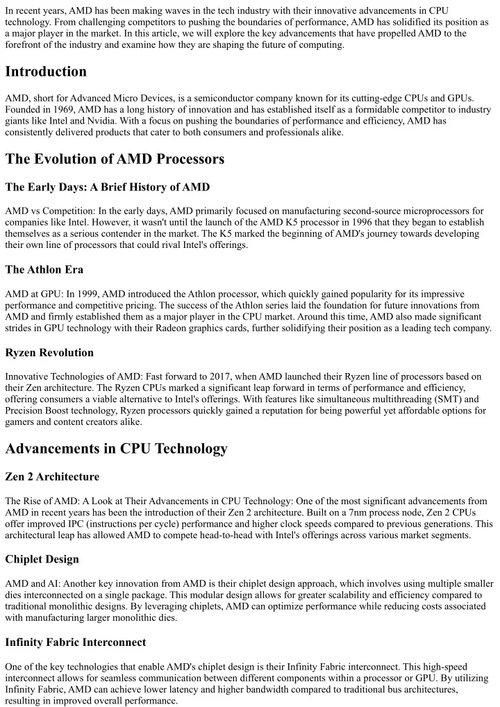 PPT - The Rise of AMD: A Look at their Advancements in CPU Technology ...