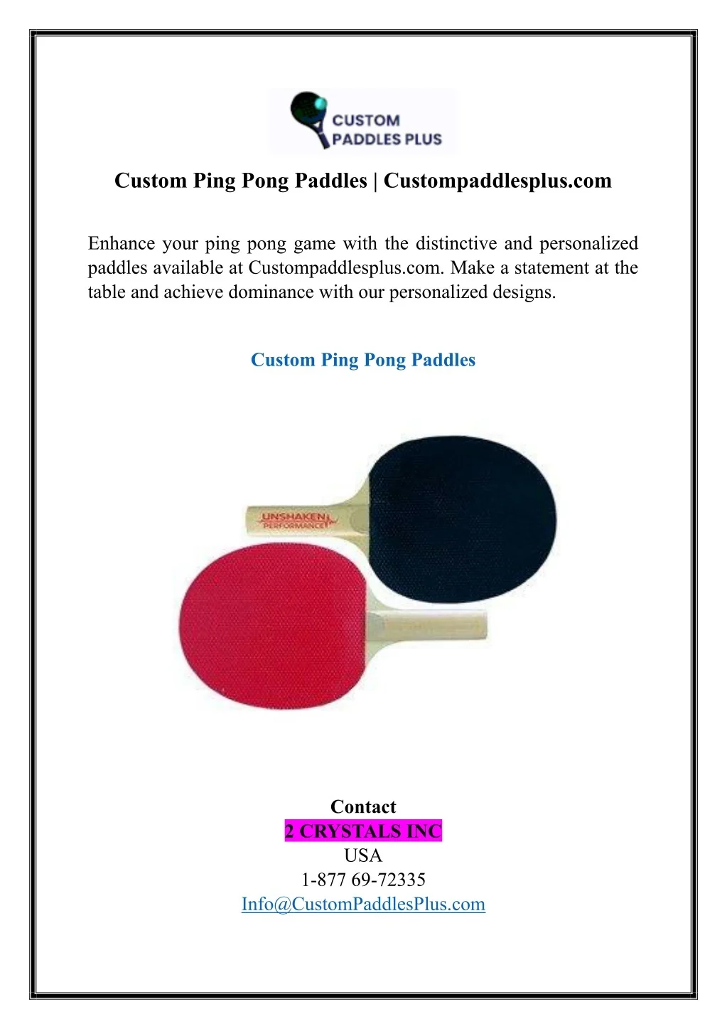 PPT - Custom Ping Pong Paddles | Custompaddlesplus.com PowerPoint ...
